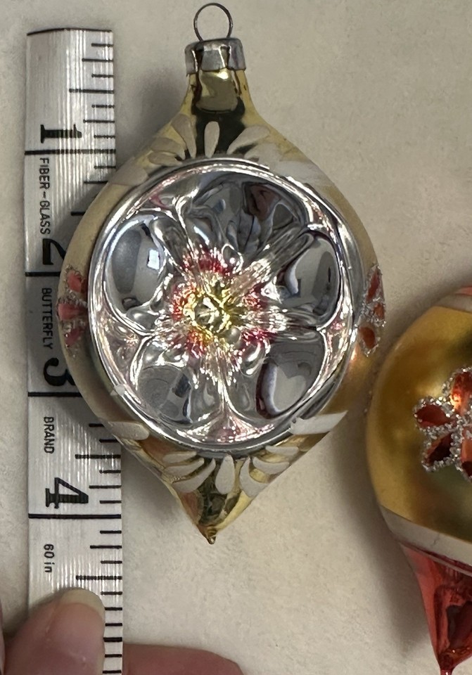 Set 4 Vintage Mercury Glass Indent Tear Drop Ornaments Reflector Poland ...