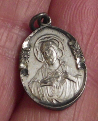 Vtg ornate sterling silver Sacred Heart of Jesus Our Lady Mt Carmel ...