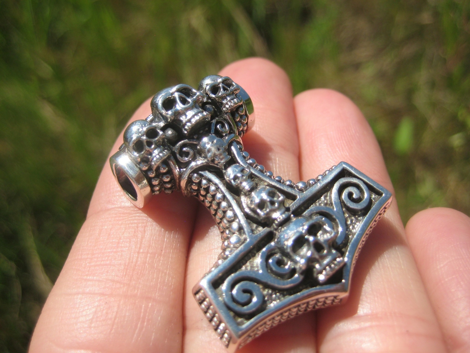 925 Silver Viking Mjolnir Mjolhner Skull Hammer of Thor Pendant A33 | eBay