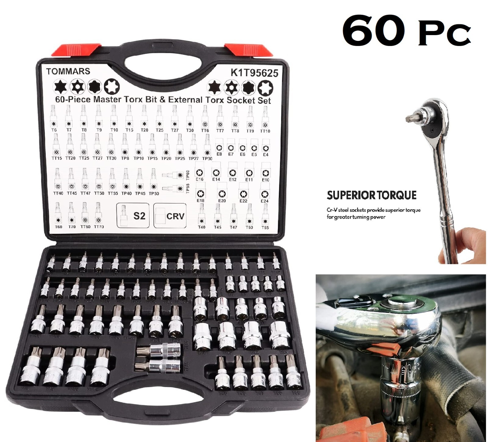 Master Torx Bit Socket External Torx Socket Set S2 Steel Bit Drive CRV ...