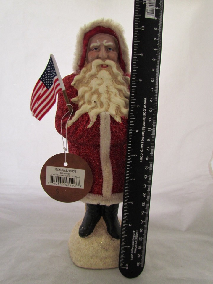 Ragon House Belsnickle Santa Figurine Red Coat w American Flag 11" NEW ...