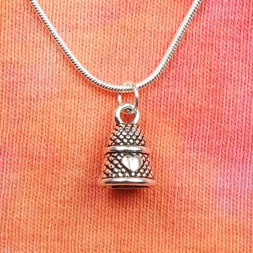 Mini Thimble Necklace, 3D Sew Sewing Seamstress Charm Pendant Gift ...