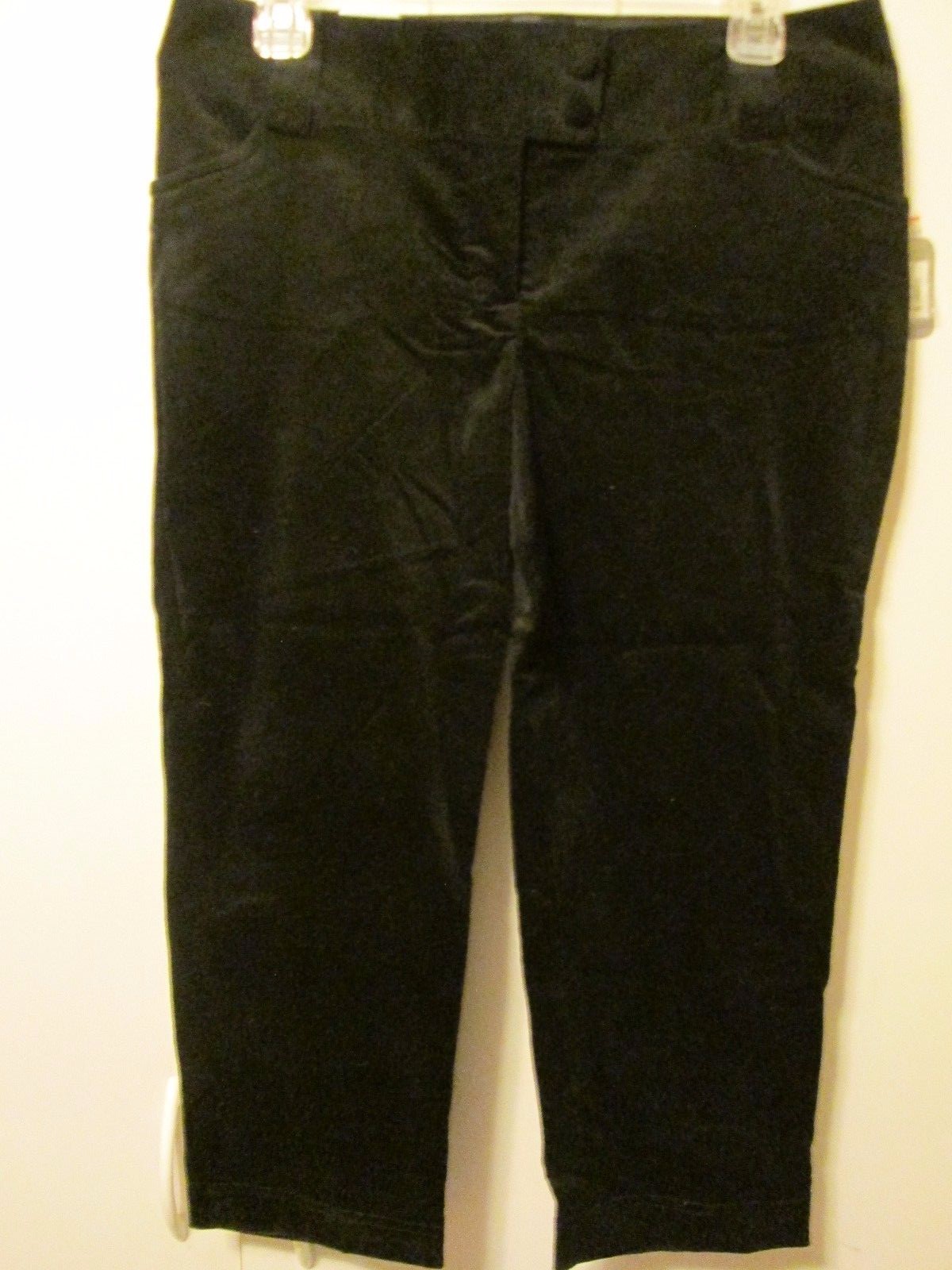 Mossimo Black Ebony Stretch Faux Velvet Capris Cropped Pants Size 8 NWT ...