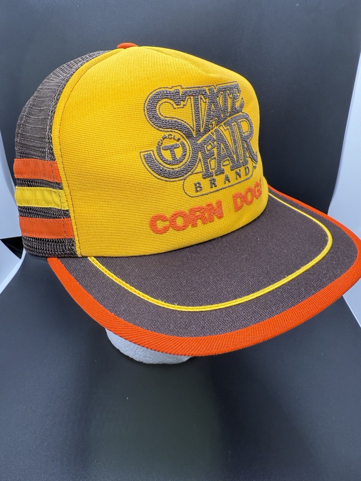 Vintage 3 Stripe Hat State Fair Corn Dog Snapback Cap… - Gem