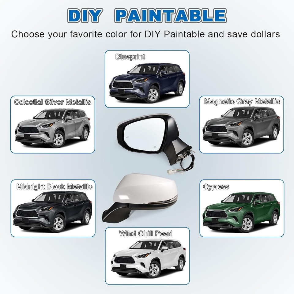 Left Driver Side Mirror Fits 2020-2025 Toyota Highlander with Power ...