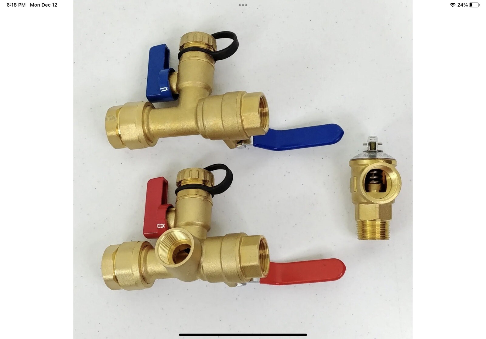 3/4" Tankless Water Heater Isolation Valve Kit With Relief Valve OPEN ...