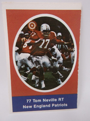 1972 Sunoco Football Stamp NFL New England Patriots TOM NEVILLE | eBay
