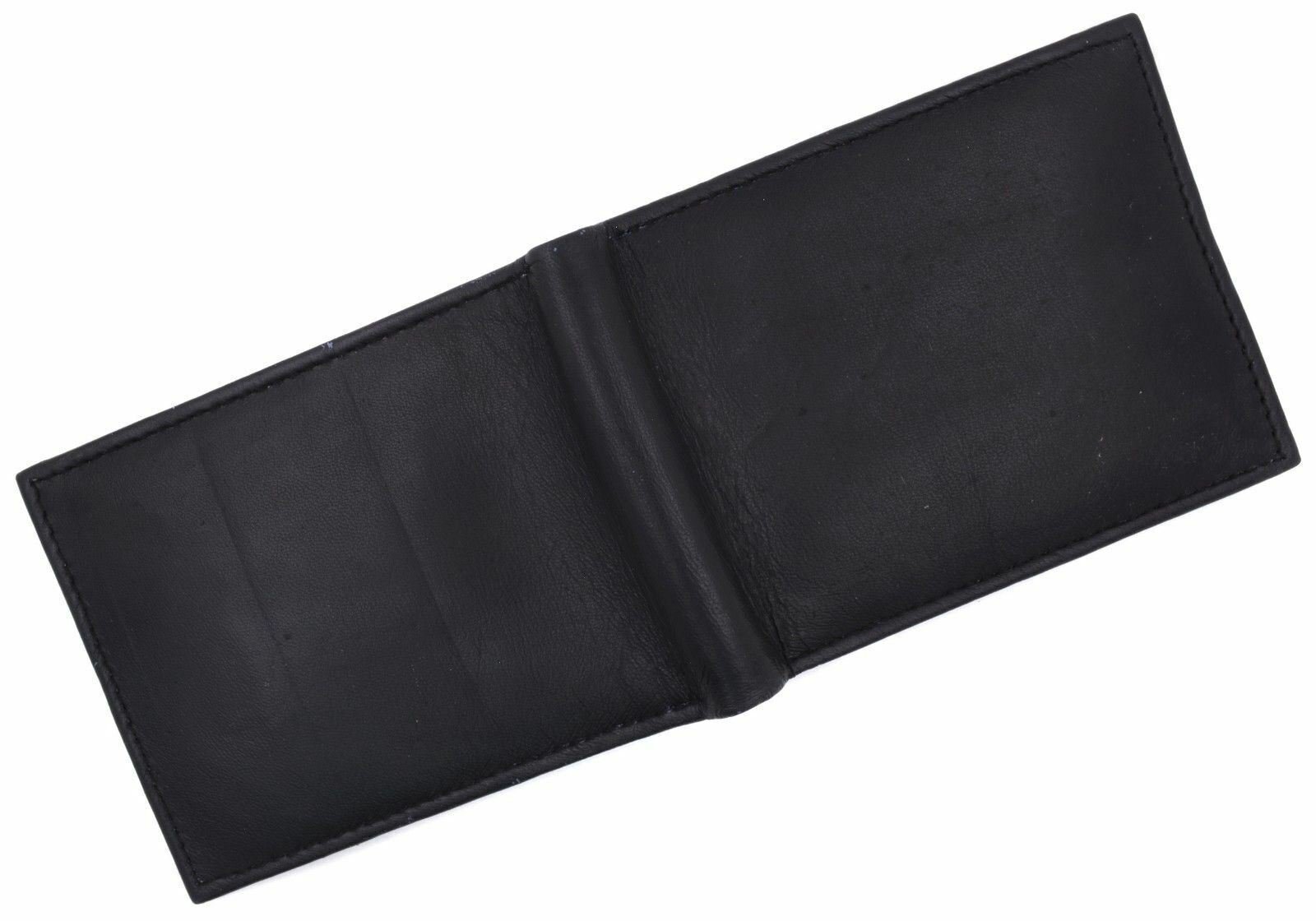 Mens Black Thin Lambskin Leather Spring Money Clip Compact Slim Bifold ...