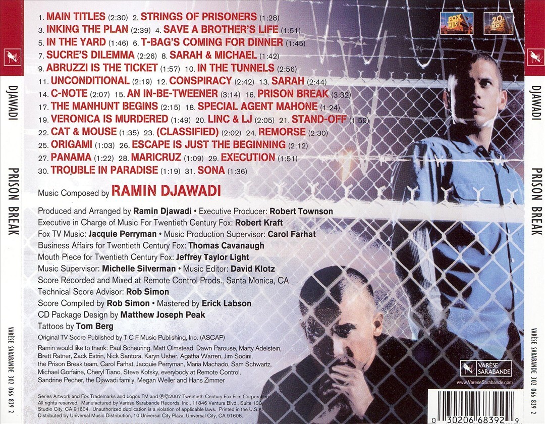 RAMIN DJAWADI PRISON BREAK [ORIGINAL TELEVISION SOUNDTRACK] NEW CD ...