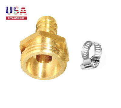 1/2" Barb x 3/4" Male GHT Thread Hex Brass Garden Water Hose Pipe ...