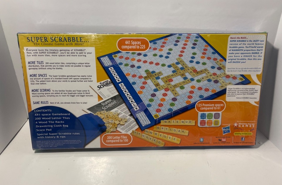 2011 Super Scrabble Board Game 200 Letter Tiles 441 Spaces New Sealed ...