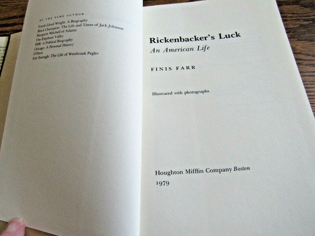 Rickenbacker's Luck : An American Life by Finis Farr (1979, Hardcover ...