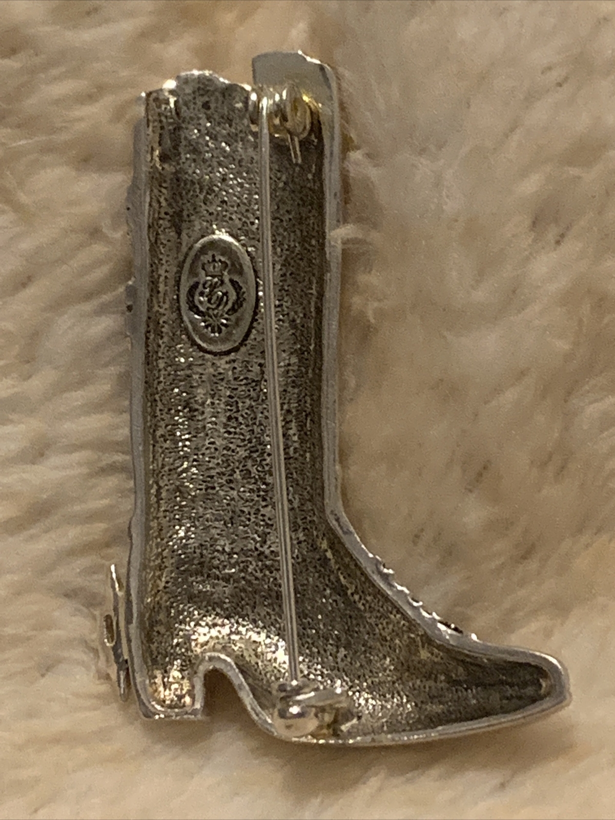 Cowboy Boot Spurs Black Emboss Red Enamel Silvertone Premier Designs ...