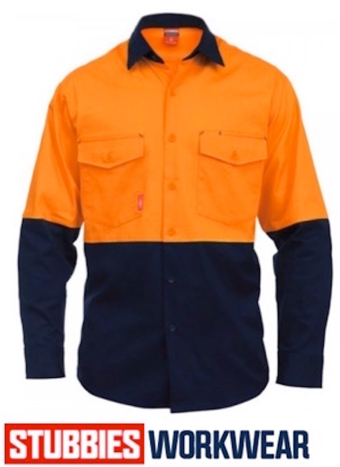 4 PACK - STUBBIES / RITEMATE HI VIS 190gsm DRILL LONG SLEEVE WORK ...