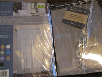 NEW Artistic Linen Shimmer Rod Pocket Window Covering GREY VALANCE ...