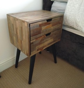 Vintage Bedside Cabinet 2 Drawer Storage Unit Retro Style Side Bedroom ...