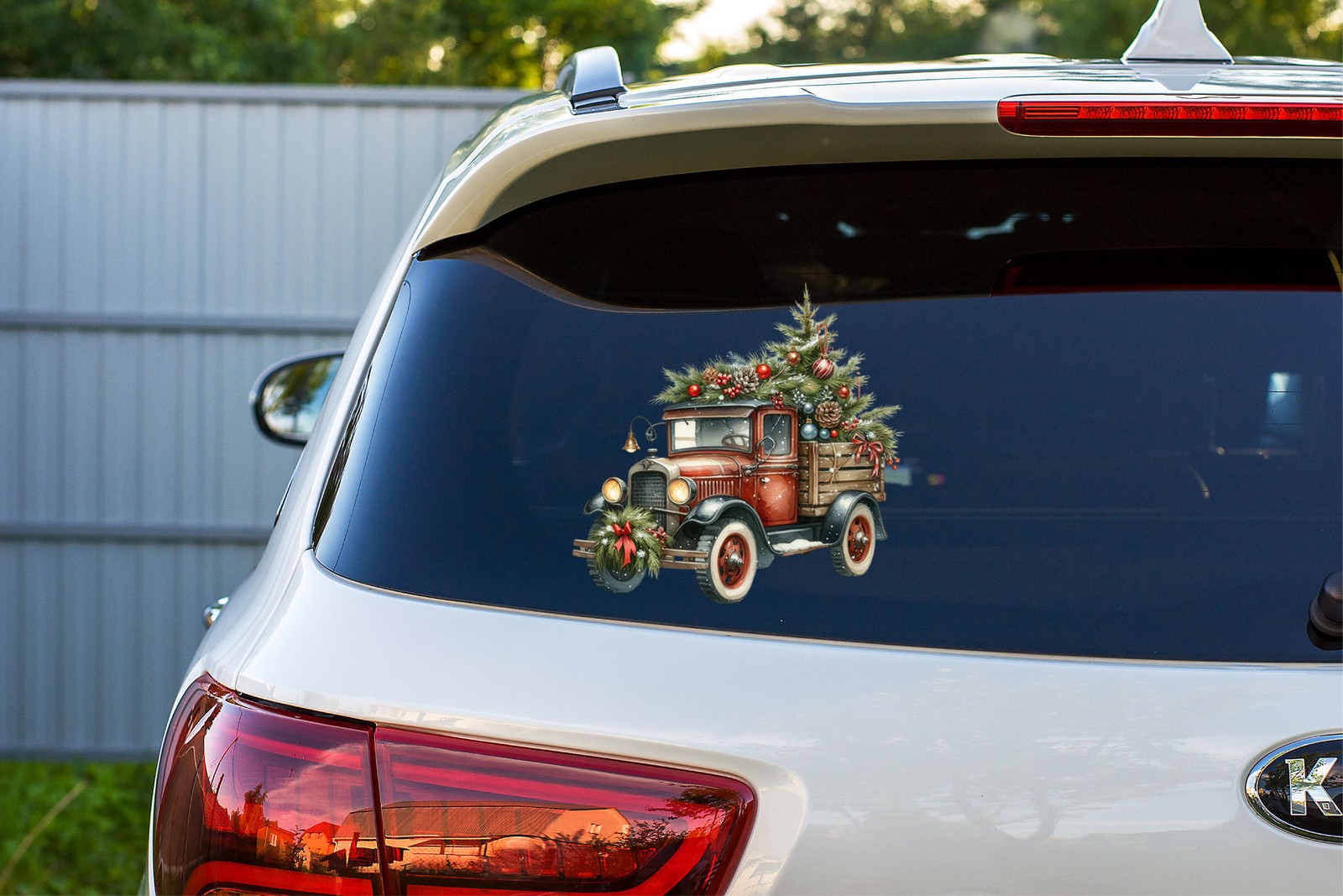 Retro Christmas Truck Wall Art Bedroom Window Decor Vinyl Sticker Decal ...