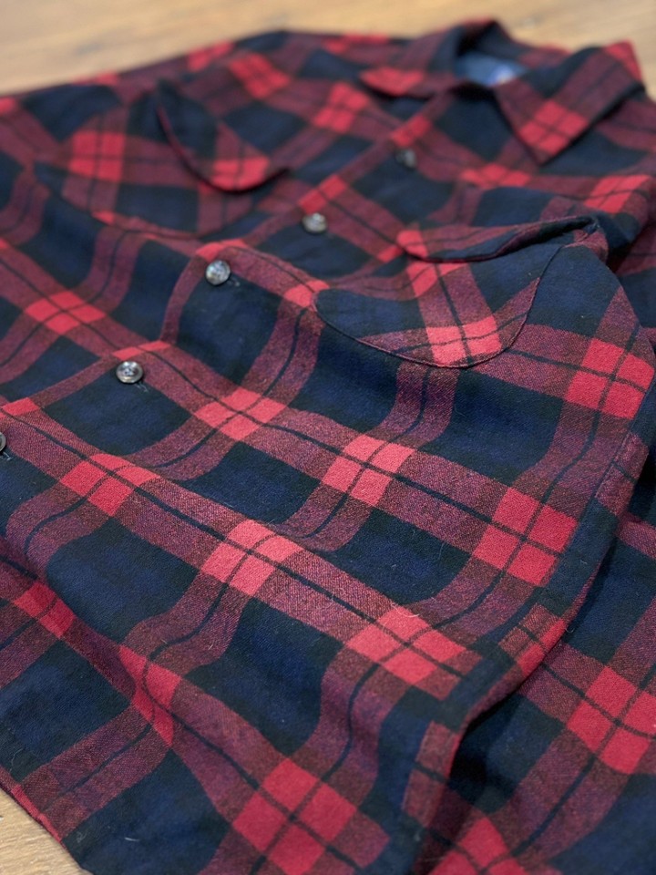 Vintage 60s Pendleton Board Shirt Red Plaid Wool Loop Collar Flap ...