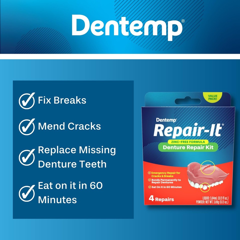 Dentemp Repair Kit - Repair-It Advanced Formula Denture Repair Kit ...