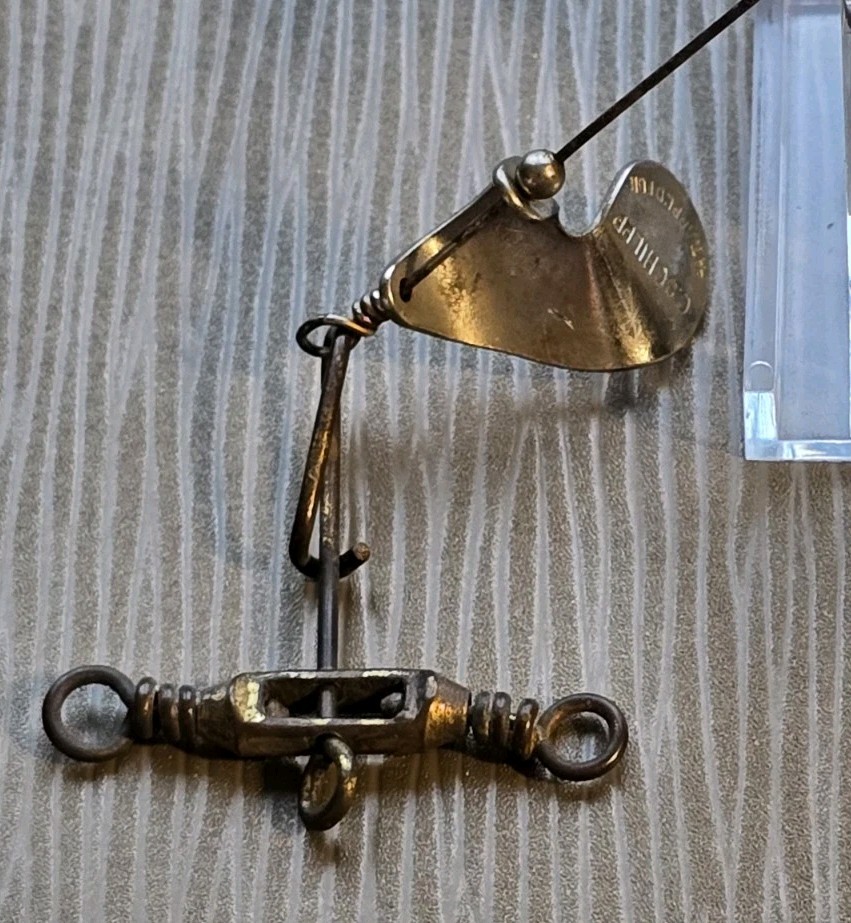 Vintage Al Foss Frog #2 Metal Fishing Lure C. Schlipp Orange Bucktail ...