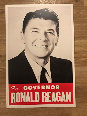1966 Ronald Reagan for California Governor Campaign Poster Sign ...