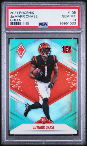 JA'MARR CHASE Rookie 2021 Phoenix GREEN 17/25 PSA 10 GEM MINT POP 5 ...
