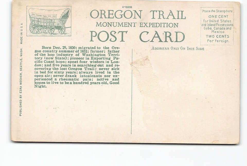 Ezra Meeker Frontiersman Oregon Trail Monument Expedition OR DB ...