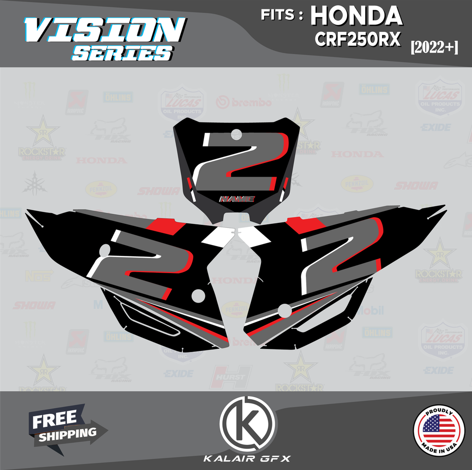 Graphics Kit for Honda CRF250RX CRF 250RX (2022+) Vision - RED | eBay