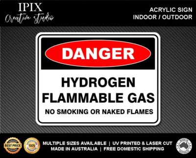 HYDROGEN FLAMMABLE GAS - DANGER - ACRYLIC SIGN | HEALTH & SAFETY | eBay ...
