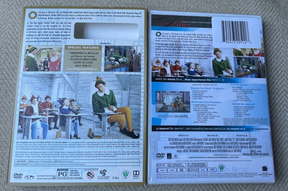 Elf (2003) infinifilm DVD - NEW with slipcover - Region 1 794043716829 ...
