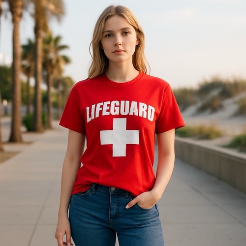 Lifeguard Florida Tee Shirt Women Small Red & White Cross Short Sleeve ...