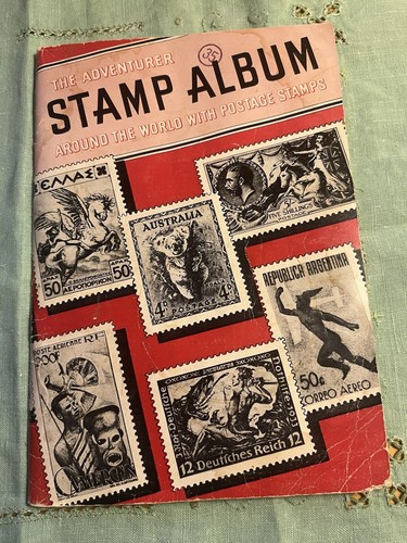 1957 Harris Adventurer Postage Stamp Album Around the World with 200 ...