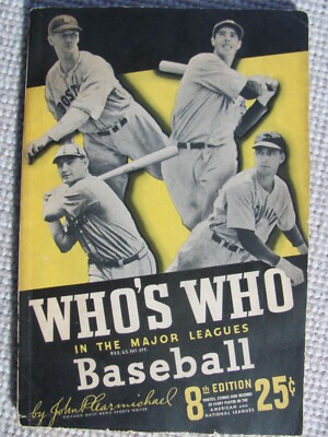 Who's Who in the Major Leagues BASEBALL 1940 8th Edition Joe DiMaggio ...