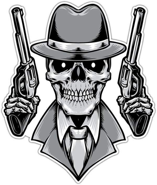 Mafia Skull Bandit Gangster Gun Car Bumper Window Locker Sticker Decal ...