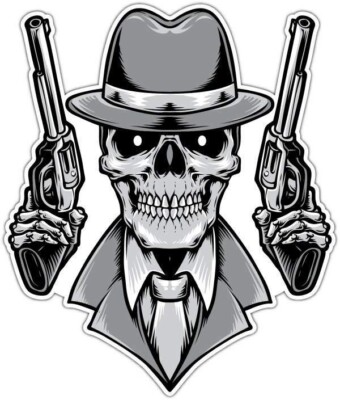 Mafia Skull Bandit Gangster Gun Car Bumper Window Locker Sticker Decal ...