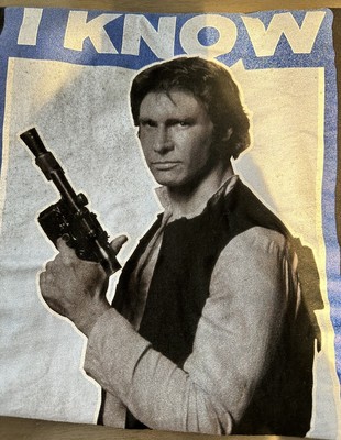 Star Wars Han Solo "I Know" Black Graphic T Shirt Men's Size Large | eBay