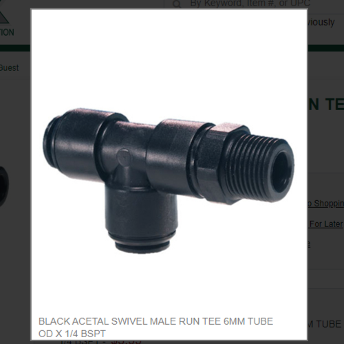 BLACK ACETAL SWIVEL MALE RUN TEE 6MM TUBE OD X 1/4 BSPT # PM110602E | eBay