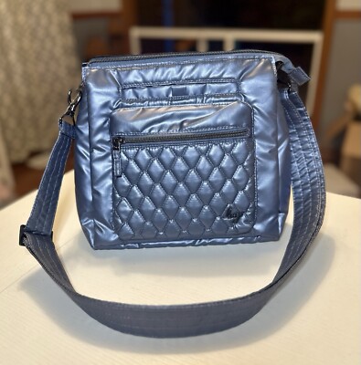 LUG Wander Crossbody Bag Quilted Purse METALLIC BLUE MOON Dragonfly ...
