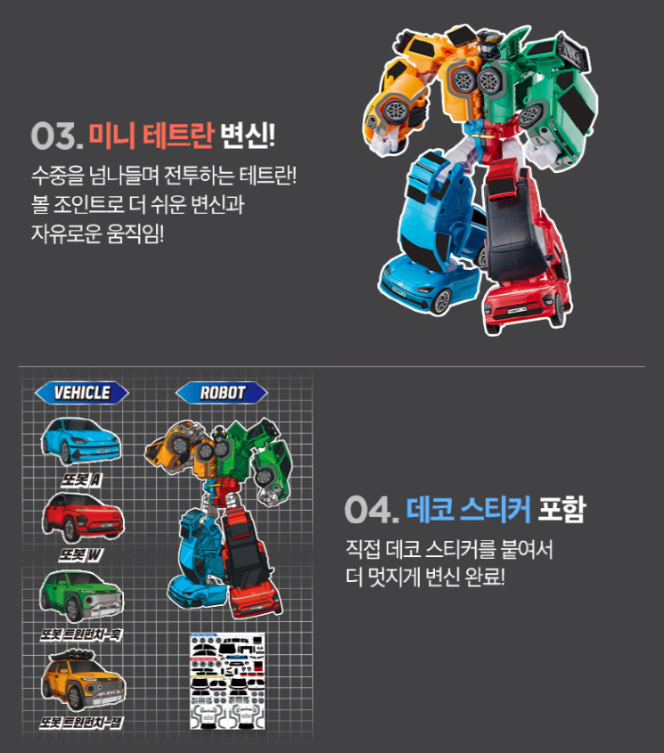 Tobot 2025 Mini Tetran 4-Car Combiner Small Transformer Robot Action ...