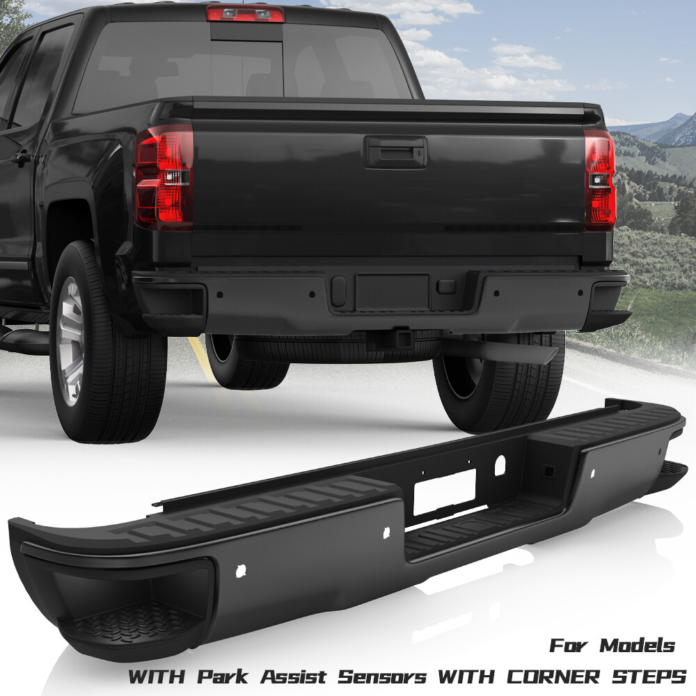 Rear Black Bumper Assembly For 2014-2018 Chevy Silverado GMC Sierra ...