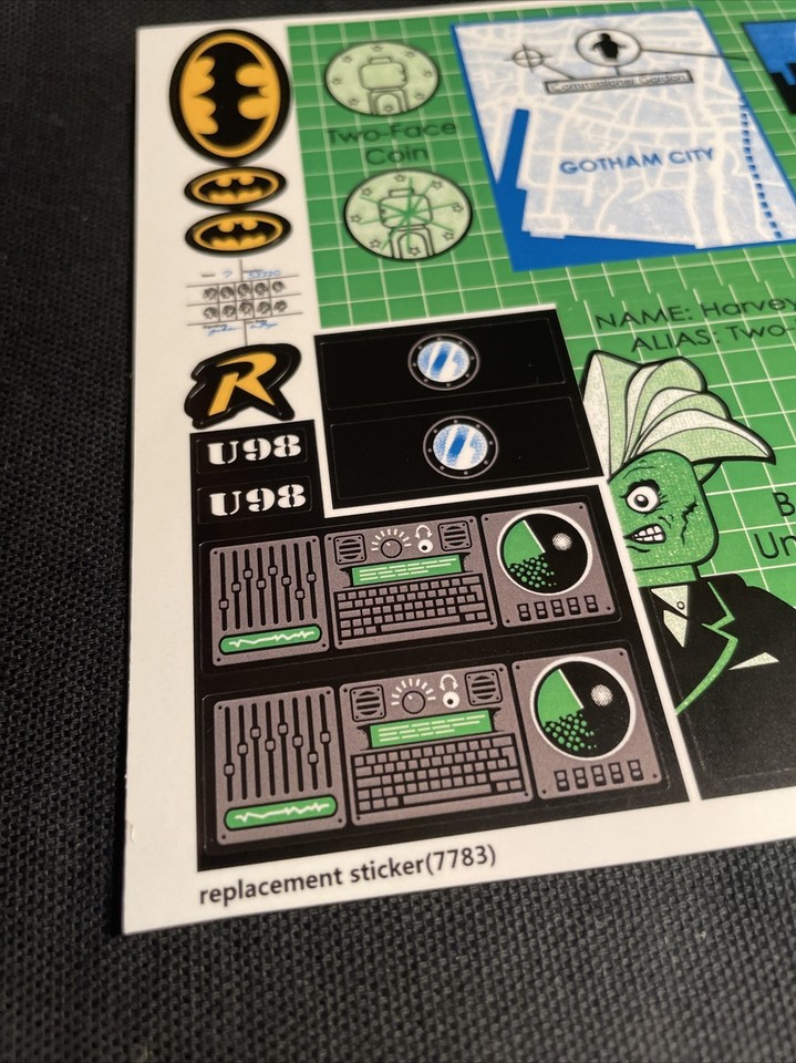 New Lego 7783 Batcave Mr. Freeze Replacement Sticker Pack - Reputable ...