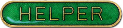 Helper Pin Badge in Green Enamel With Rounded Edge | eBay