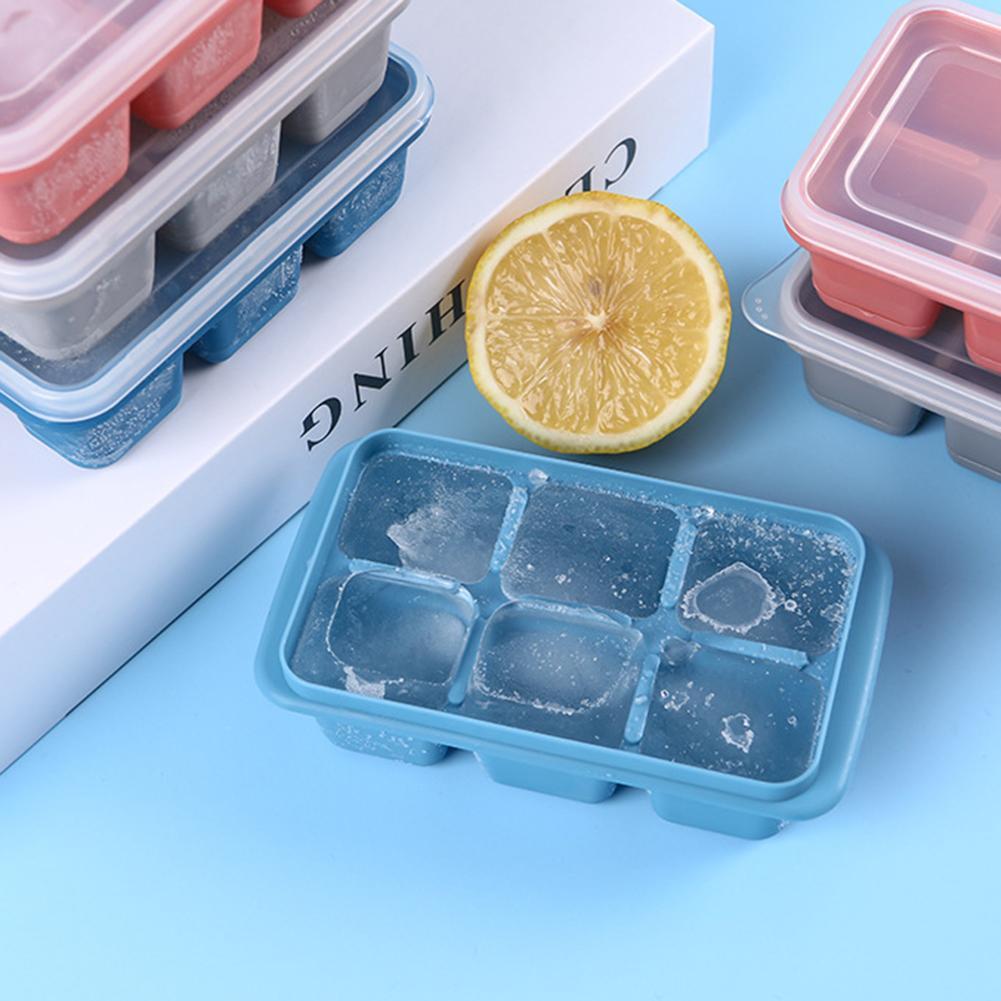 Silicone Square Ice Cube Mold with Lid DIY Ice Tray Mould Accessory ...
