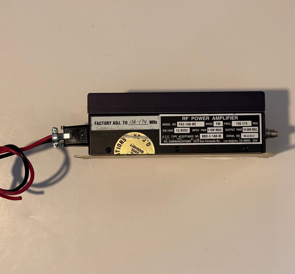 TPL Communications PA3-1AB-M1 Mobile RF Power Amplifier VHF 136-174 MHz ...