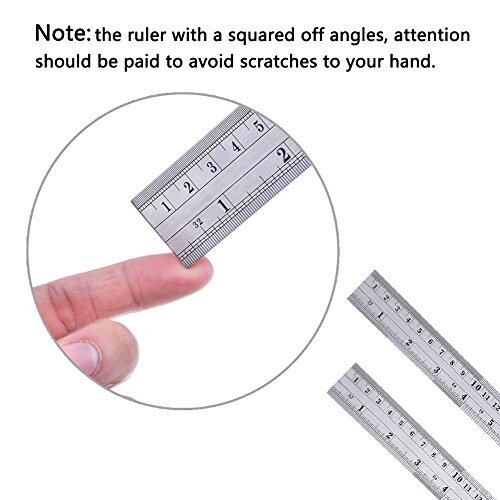 2 Pack Stainless Steel Ruler Machinist Engineer Ruler Rigid Metal Ruler ...