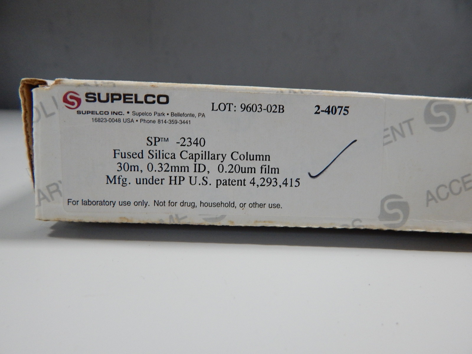 Supelco Inc Fused Silica Capillary Column 30m x 0.32mm, 0.20µm (PN: 2 ...