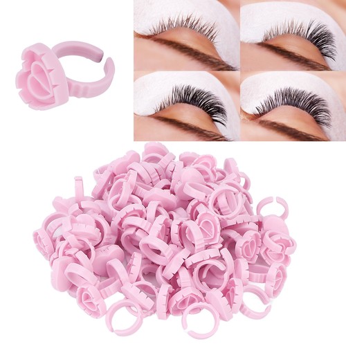 100pcs Disposable Lash Glue Holder Ring Cup Eyelash Extensions Quick ...