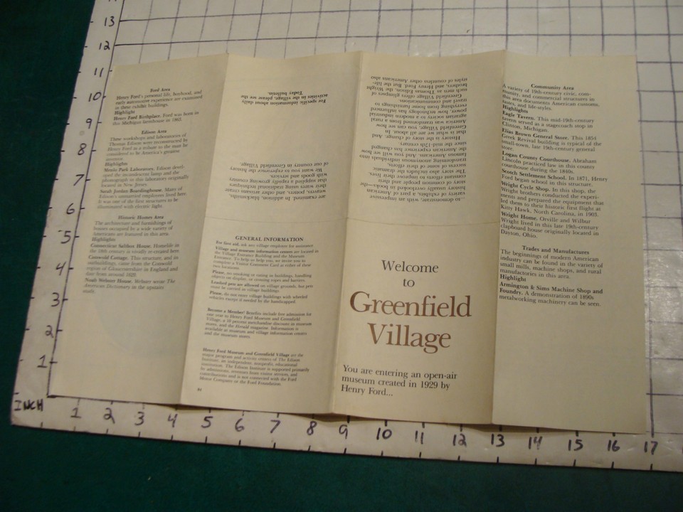 vintage paper: WELCOME to GREENFIELD VILLAGE--MAP and info | eBay