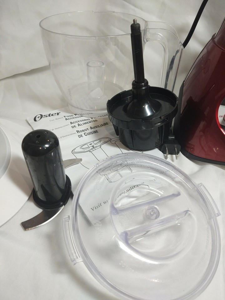 Red Oster 16 Speed Blender Glass Jar Plus Plastic Food Processor All ...