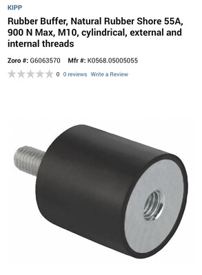 Kipp Rubber Buffer, Natural Rubber Shore 55A, 900 N Max, M10 | eBay